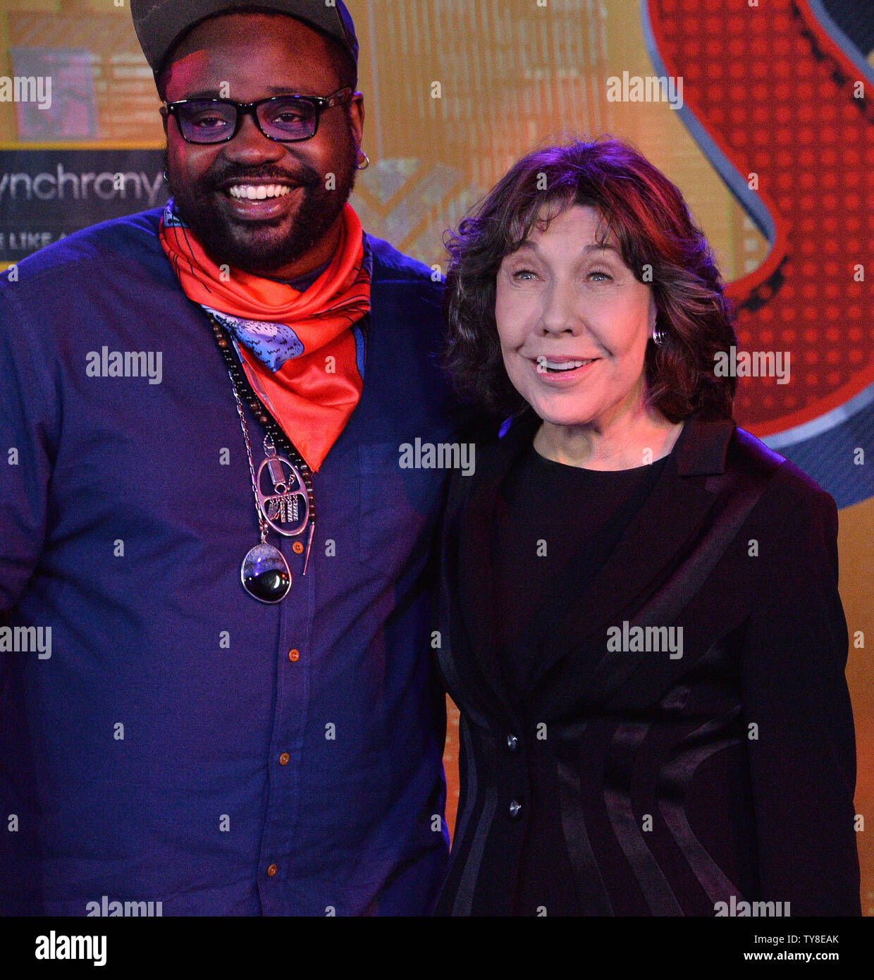 Cast members Brian Tyree Henry and Lily Tomlin attend the premiere of ...