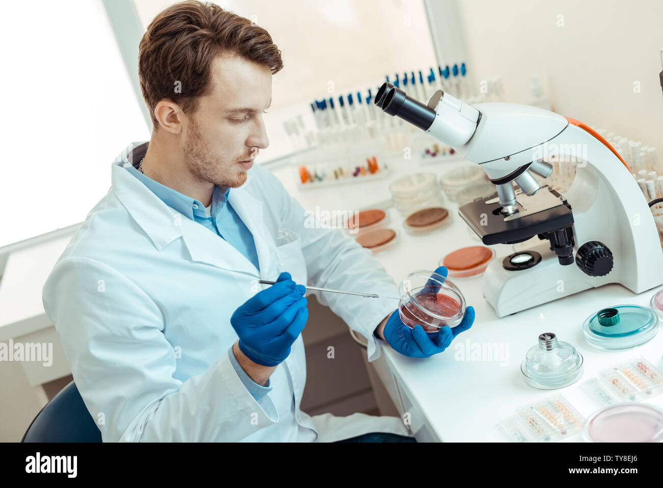 Top view of a handsome young scientist Stock Photo - Alamy