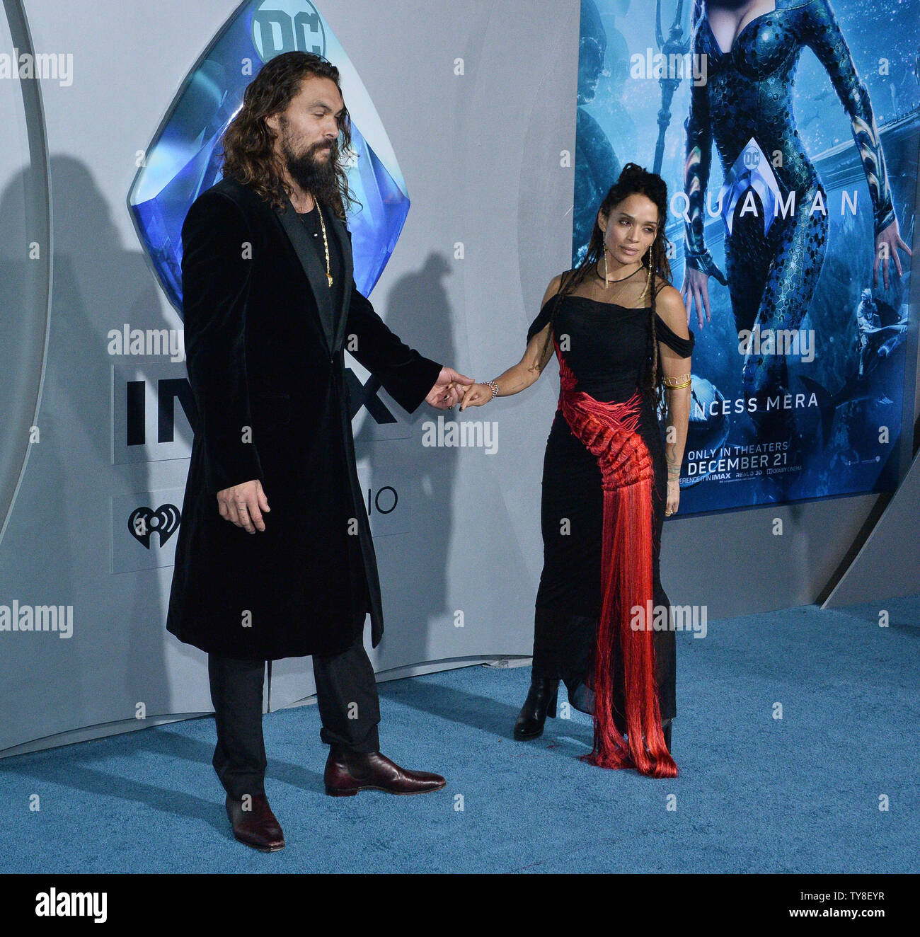 Cast member Jason Momoa and his wife, actress Lisa Bonet attend the premiere of the sci-fi ...