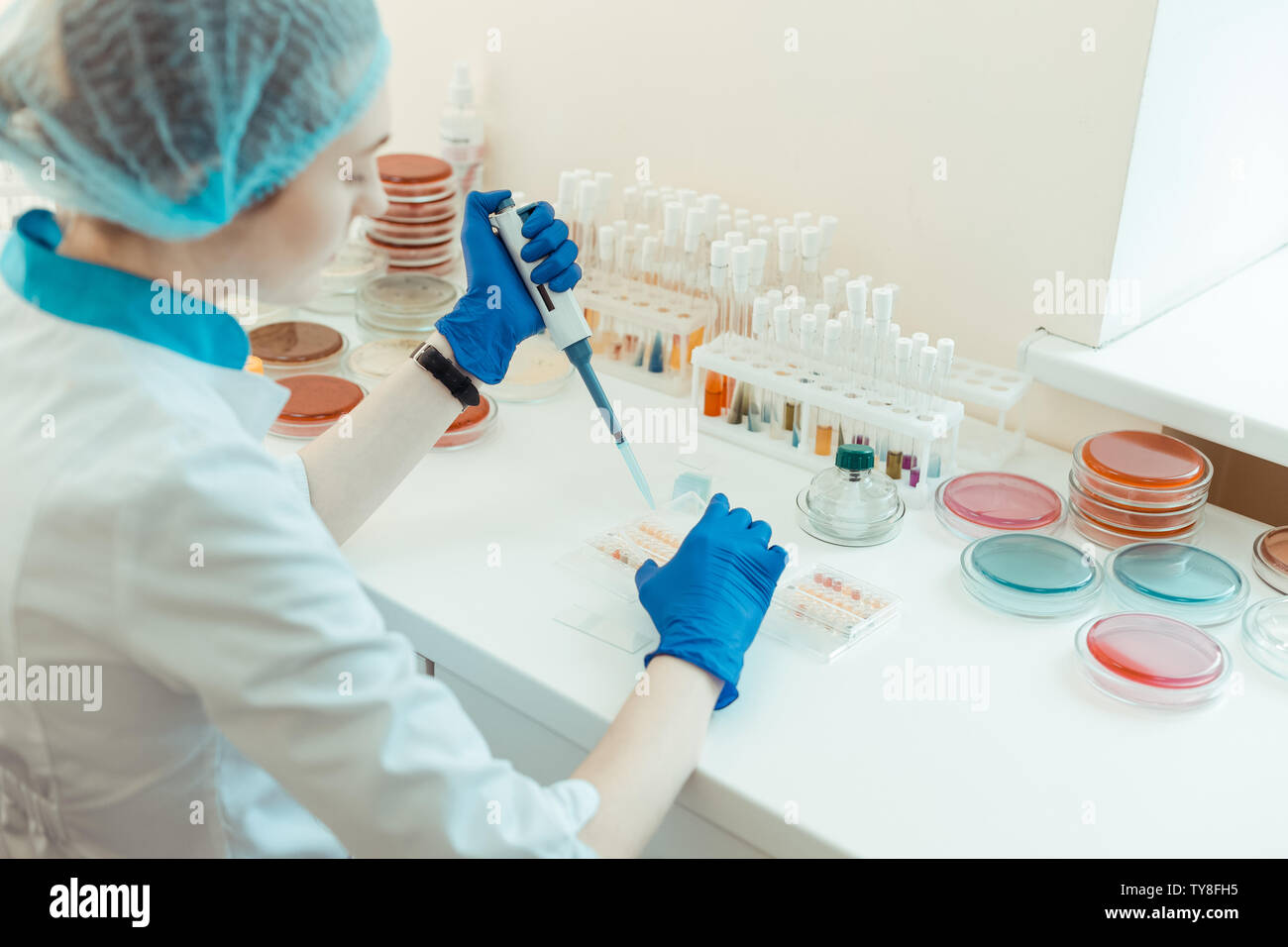 Top view of lab table with equipment hi-res stock photography and ...
