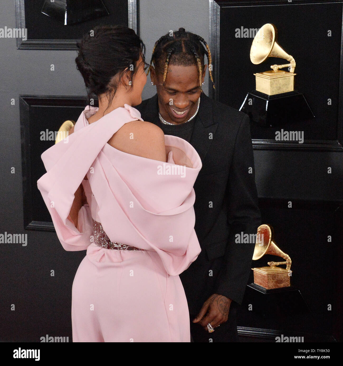 Kylie Jenner and Travis Scott arrive for the 61st annual Grammy Awards ...