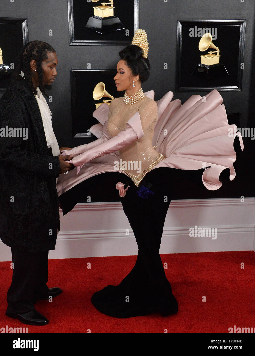 Offset (L) and Cardi B arrive for the 61st annual Grammy Awards held at ...