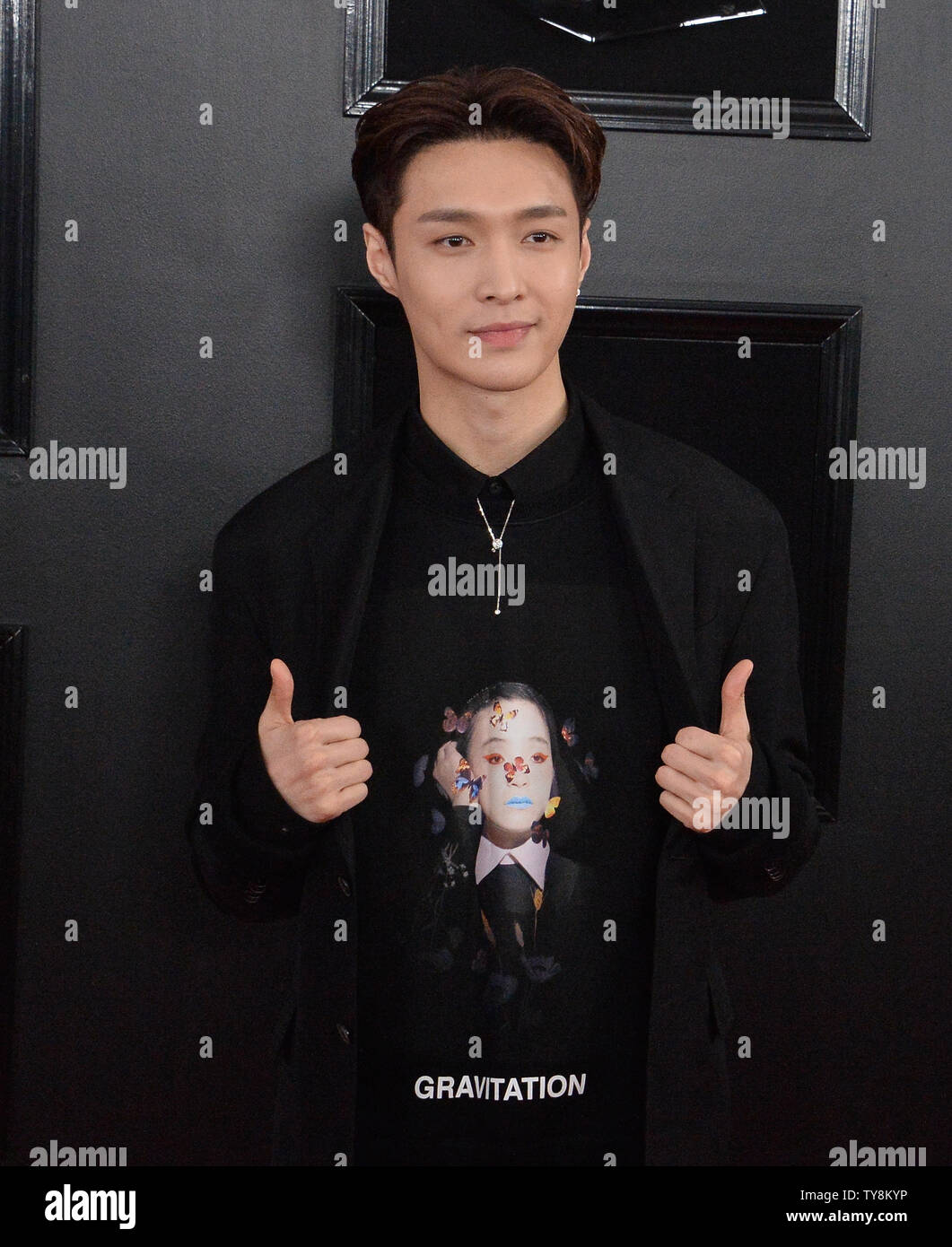 Lay Zhang arrives for the 61st annual Grammy Awards held at Staples ...