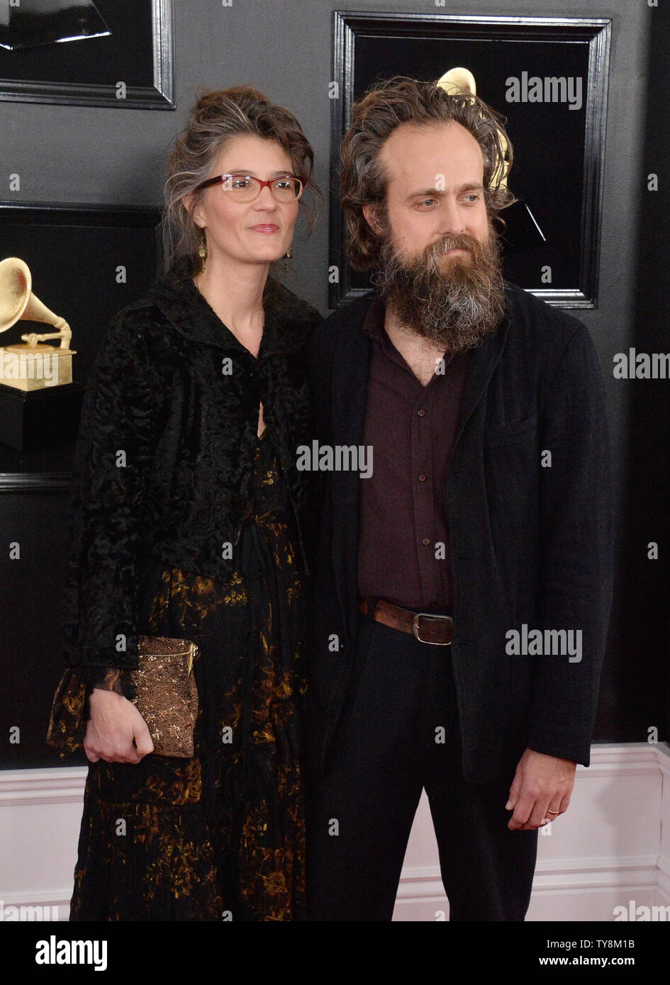 Sam Beam and guest arrive for the 61st annual Grammy Awards held at ...