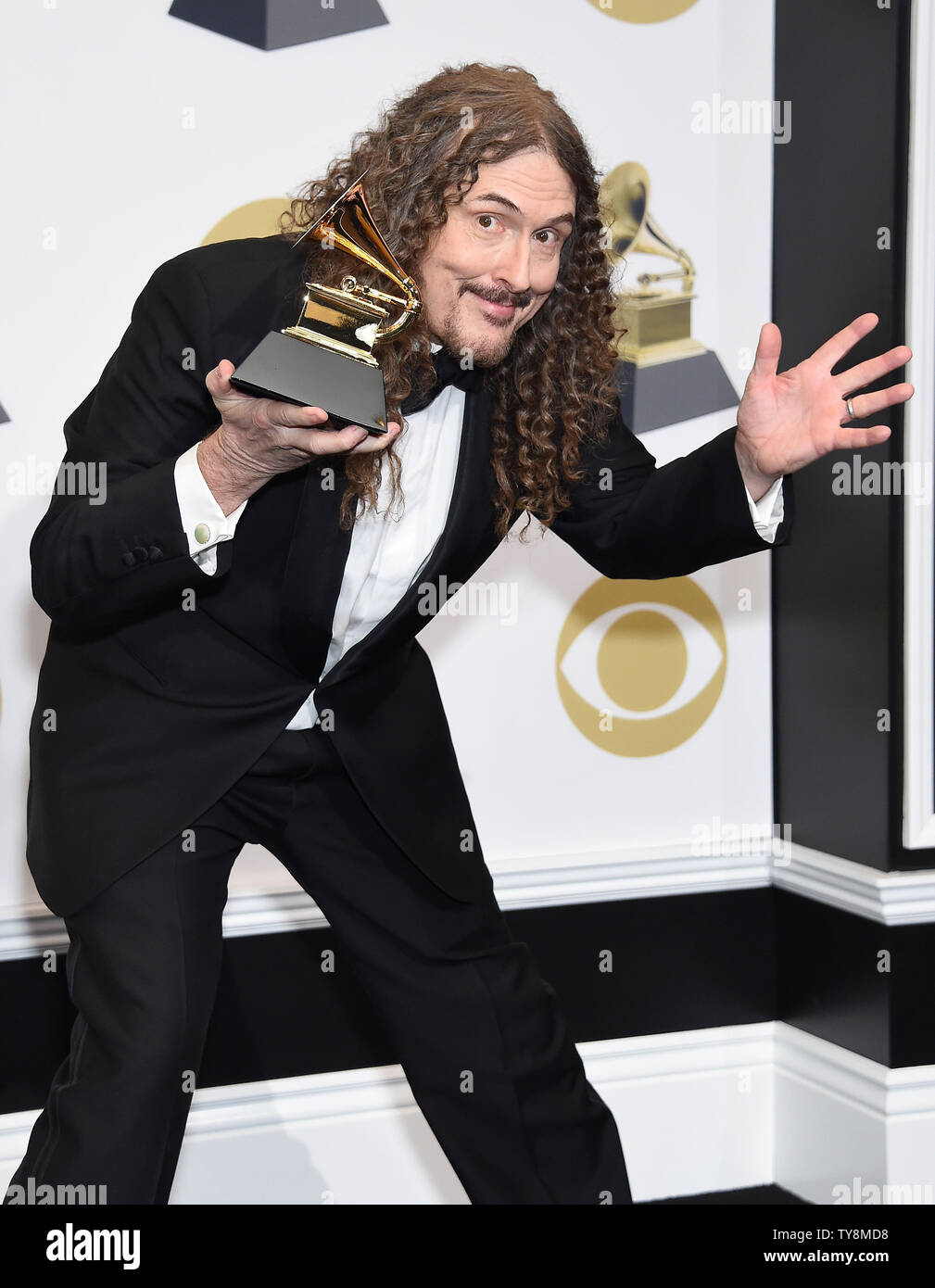 'Weird Al' Yankovic appears backstage with his award for Best Boxed or ...