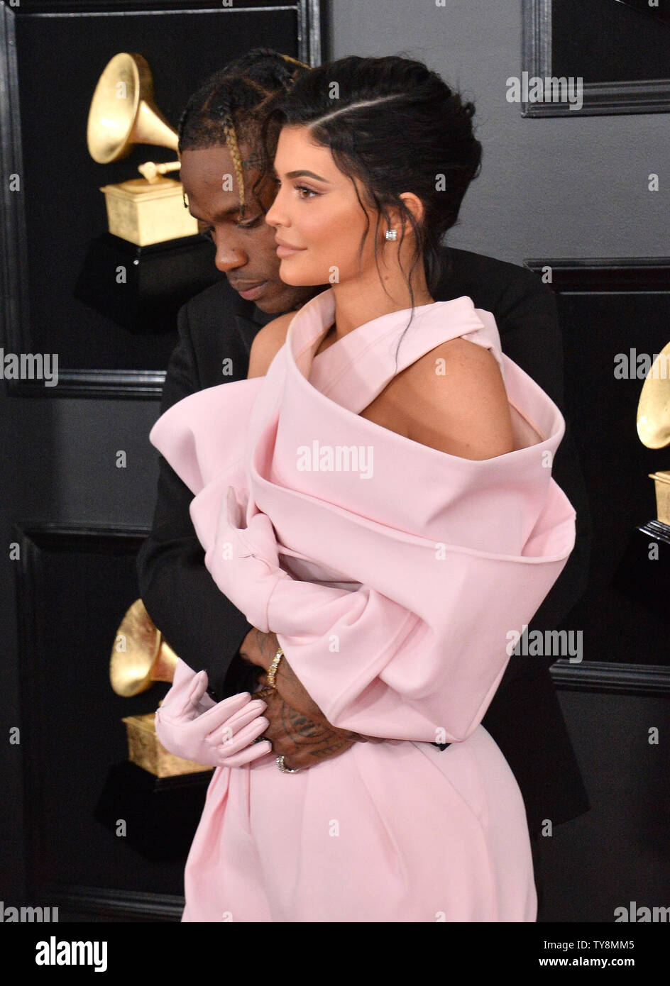 Kylie Jenner and Travis Scott arrive for the 61st annual Grammy Awards ...