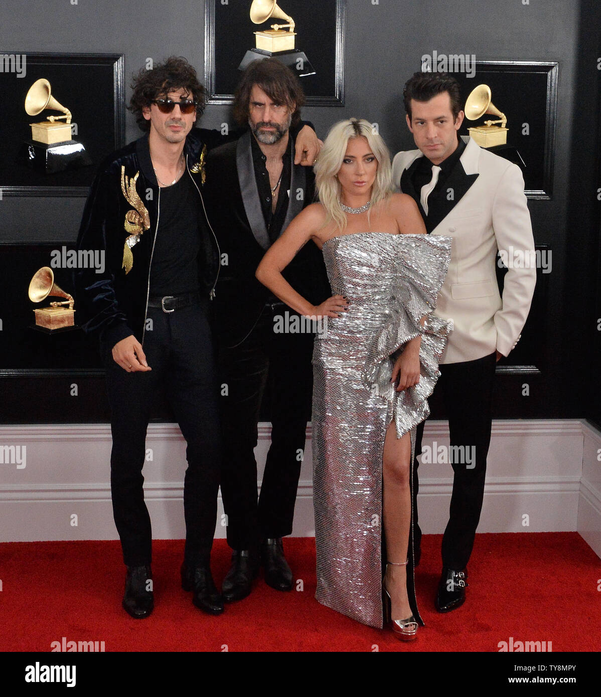 (L-R) Mark Ronson, Andrew Wyatt, Lady Gaga, and Anthony Rossomando ...
