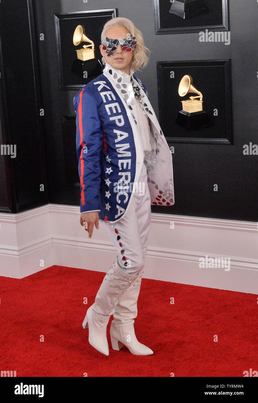 Ricky Rebel arrives for the 61st annual Grammy Awards held at Staples ...
