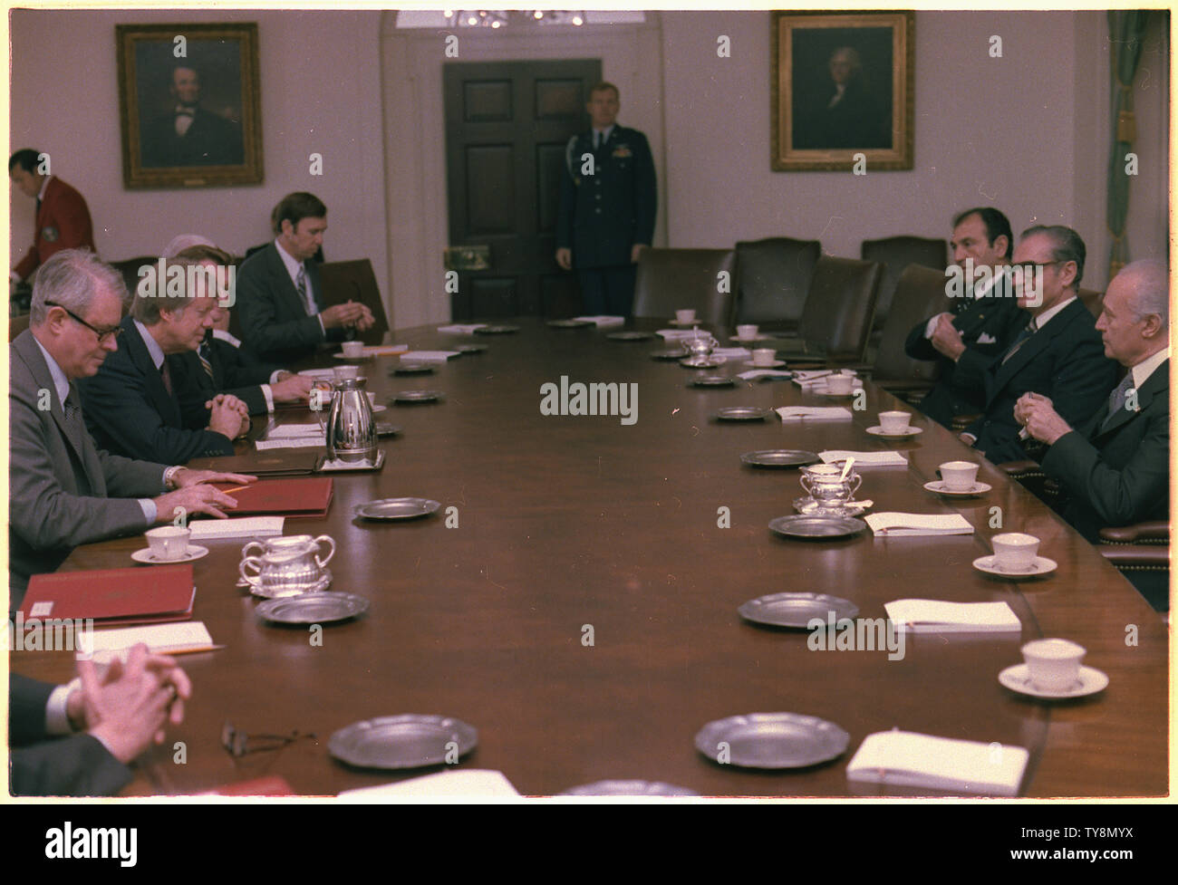 Meeting between Jimmy Carter and the Shah of Iran Stock Photo - Alamy