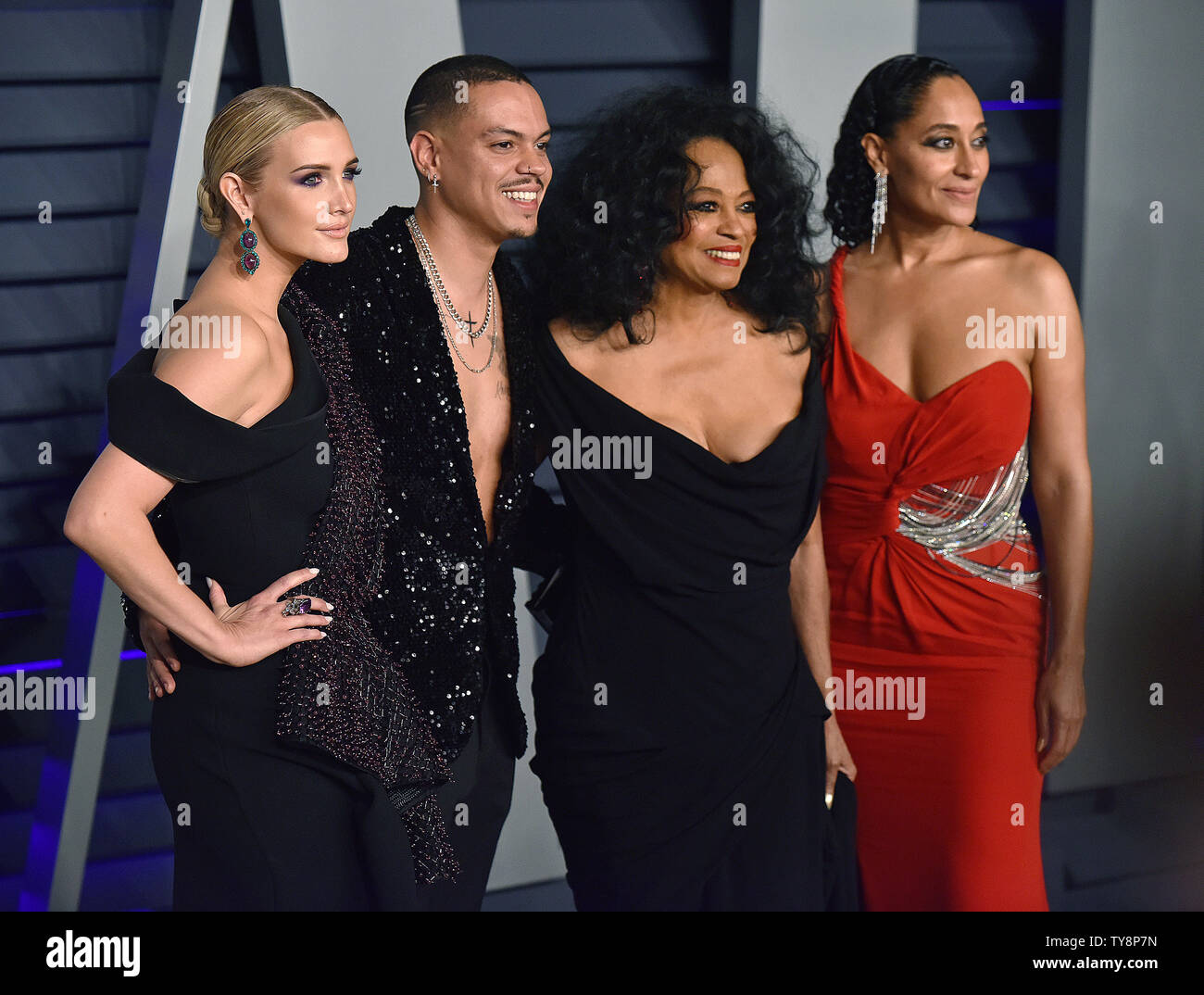 (L-R) Ashlee Simpson, Evan Ross, Diana Ross and Tracee Ellis Ross ...