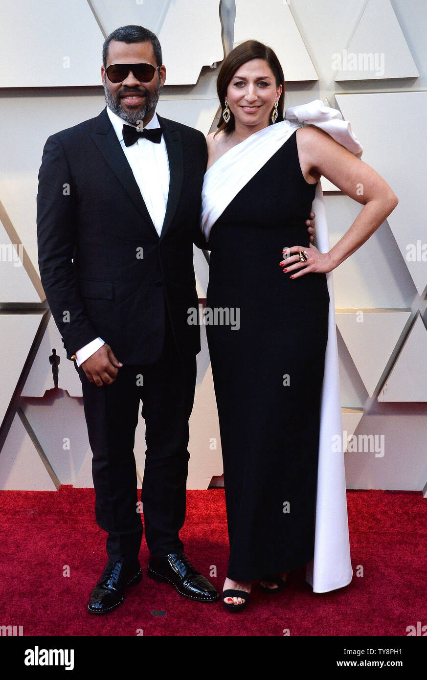 Jordan Peele and Chelsea Peretti arrive on the red carpet for the 91st ...