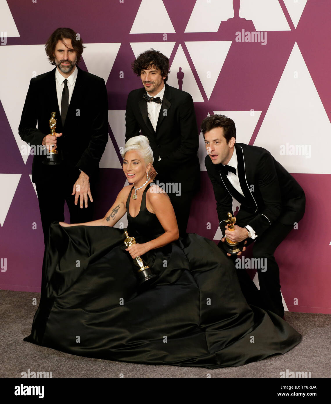 (L-R) Andrew Wyatt, Anthony Rossomando, Mark Ronson and Lady Gaga ...
