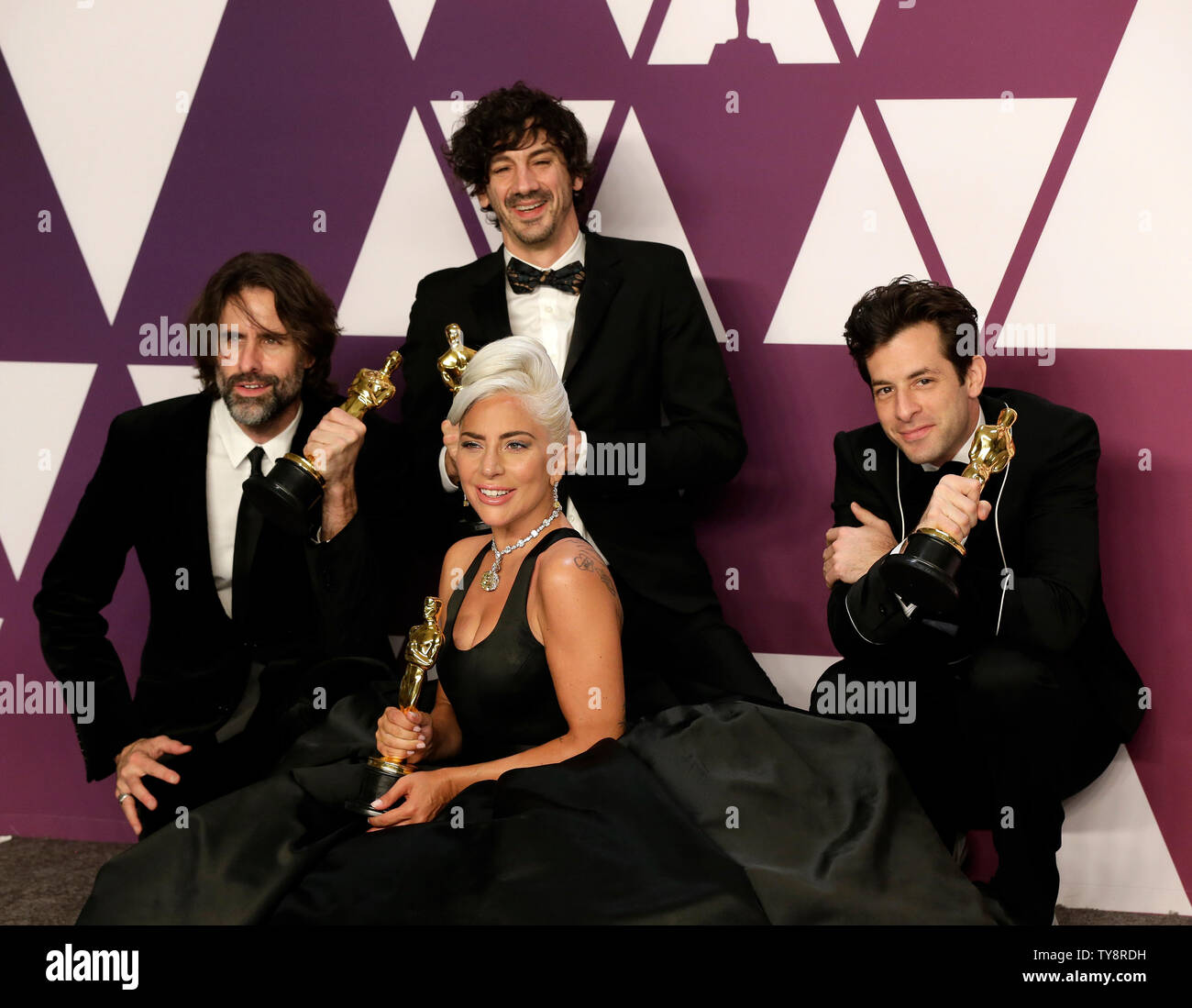 (L-R) Andrew Wyatt, Anthony Rossomando, Mark Ronson and Lady Gaga ...