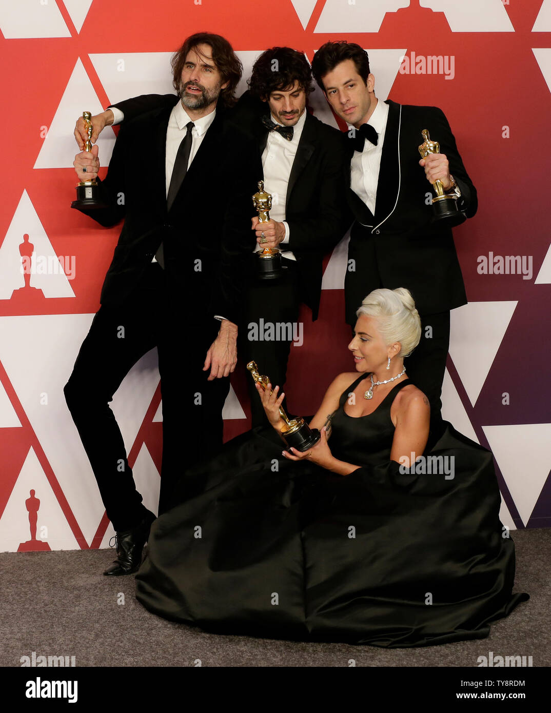 (L-R) Andrew Wyatt, Anthony Rossomando, Mark Ronson and Lady Gaga ...