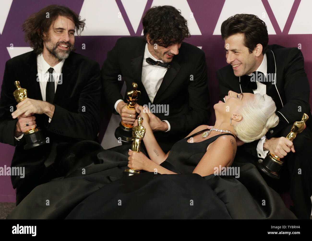 (L-R) Andrew Wyatt, Anthony Rossomando, Mark Ronson and Lady Gaga ...