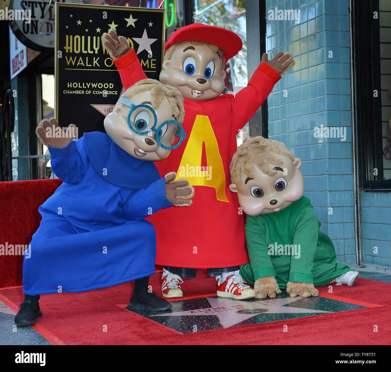 Alvin and The Chipmunks attend the star unveiling ceremony honoring the ...
