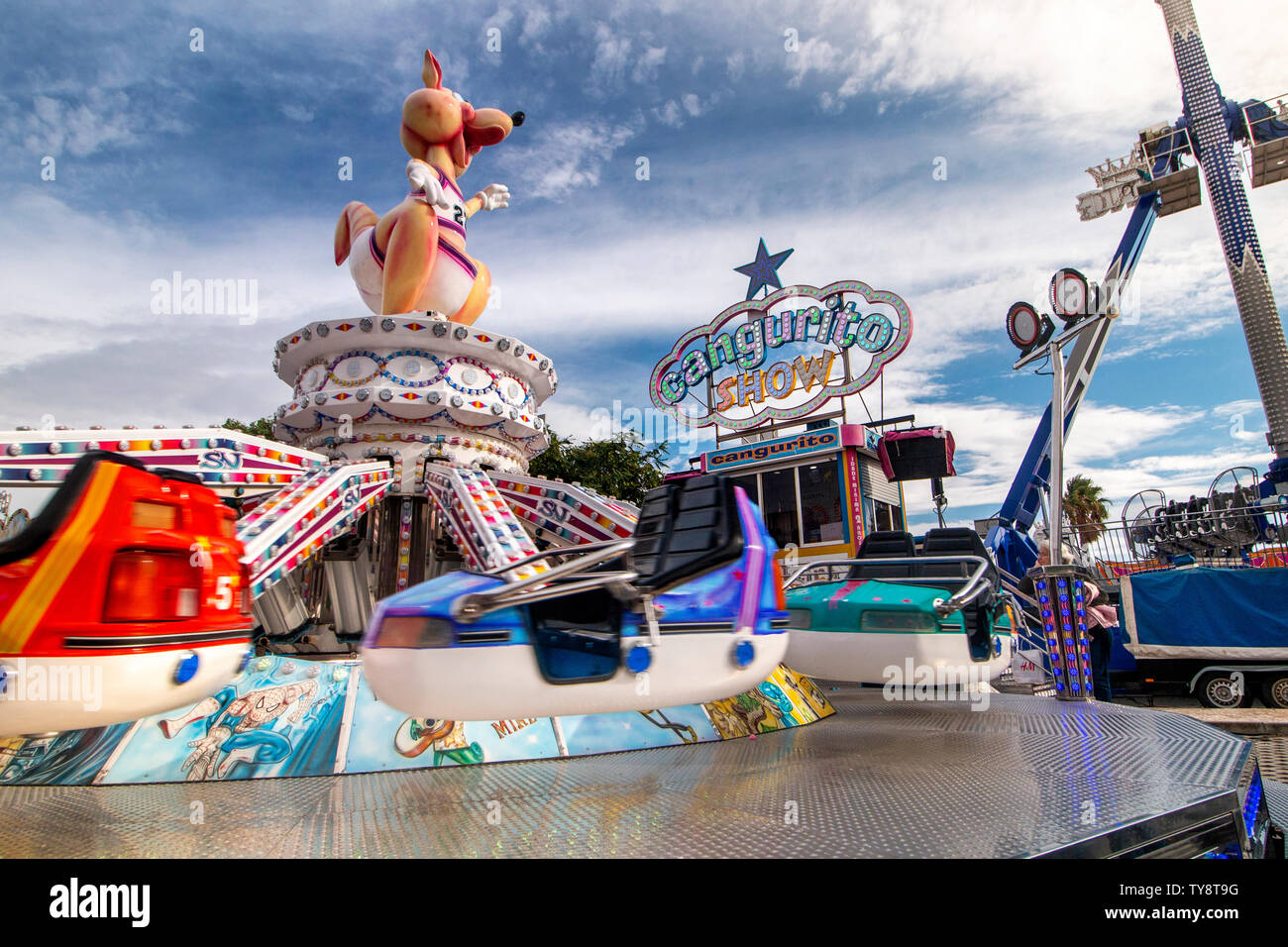 FARO, PORTUGAL - OCTOBER 2018: Fun fair event Santa Iria with games ...
