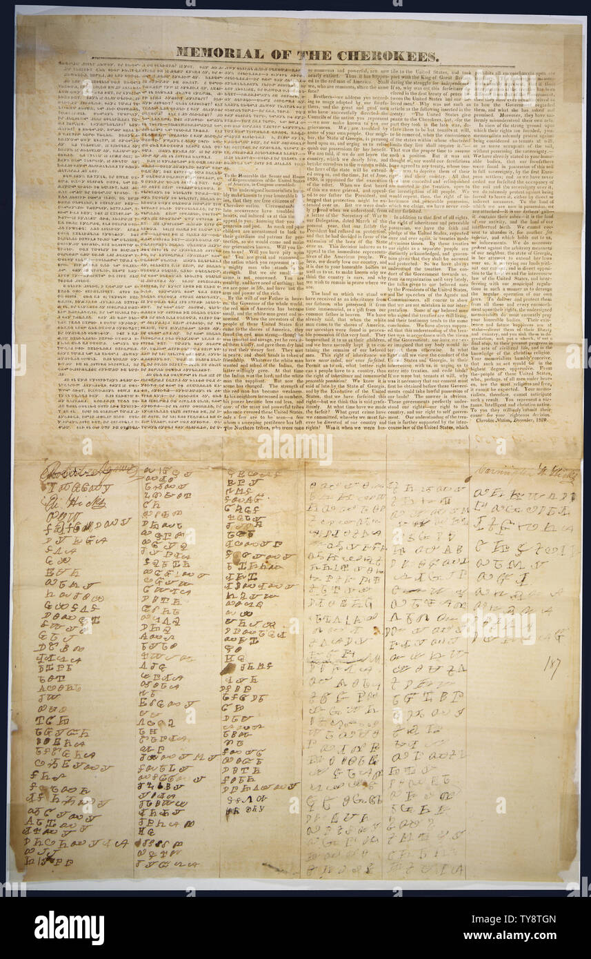 Memorial of the Cherokees, written in both English and Cherokee, 02/15 ...