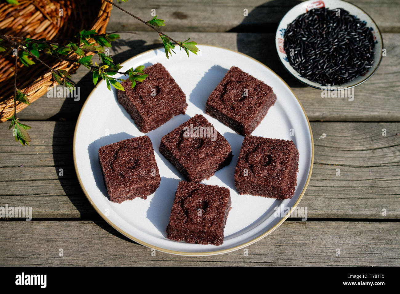 Fragrant black rice cake Stock Photo - Alamy