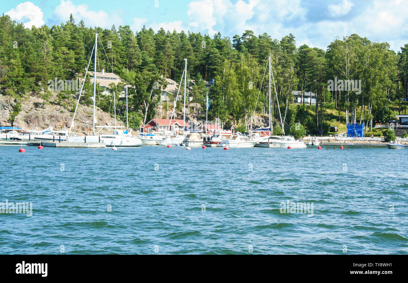 A little harbor in Finland's archipelago Stock Photo - Alamy