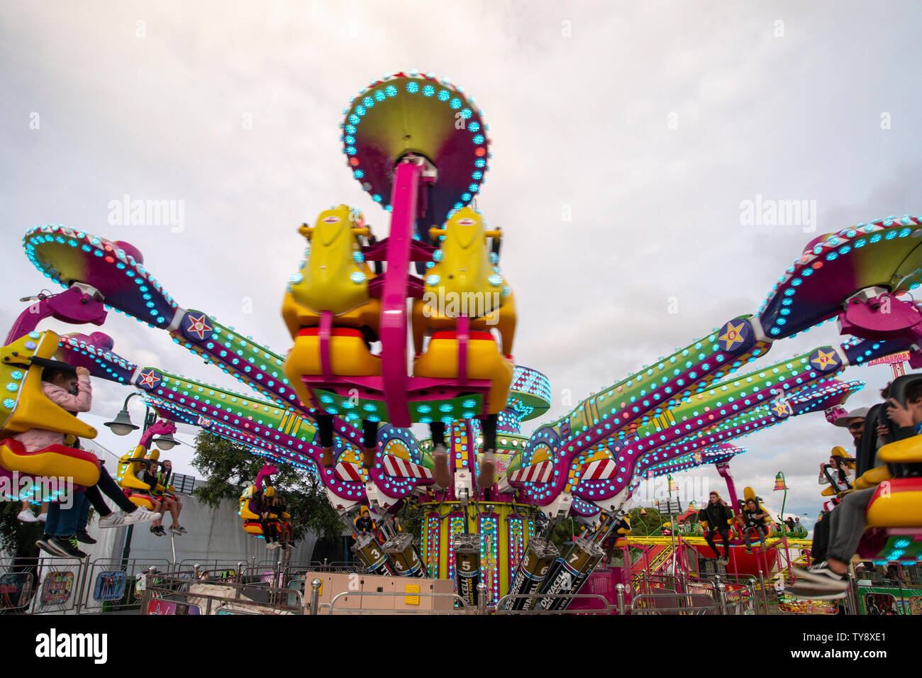FARO, PORTUGAL - OCTOBER 2018: Fun fair event Santa Iria with games ...