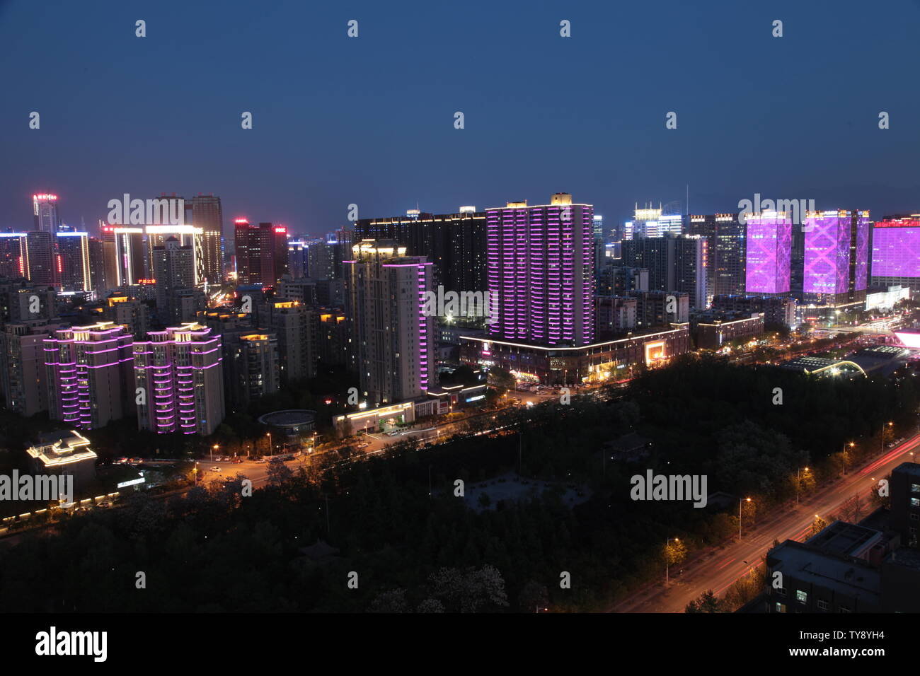 Night view of Xi'an city Stock Photo - Alamy