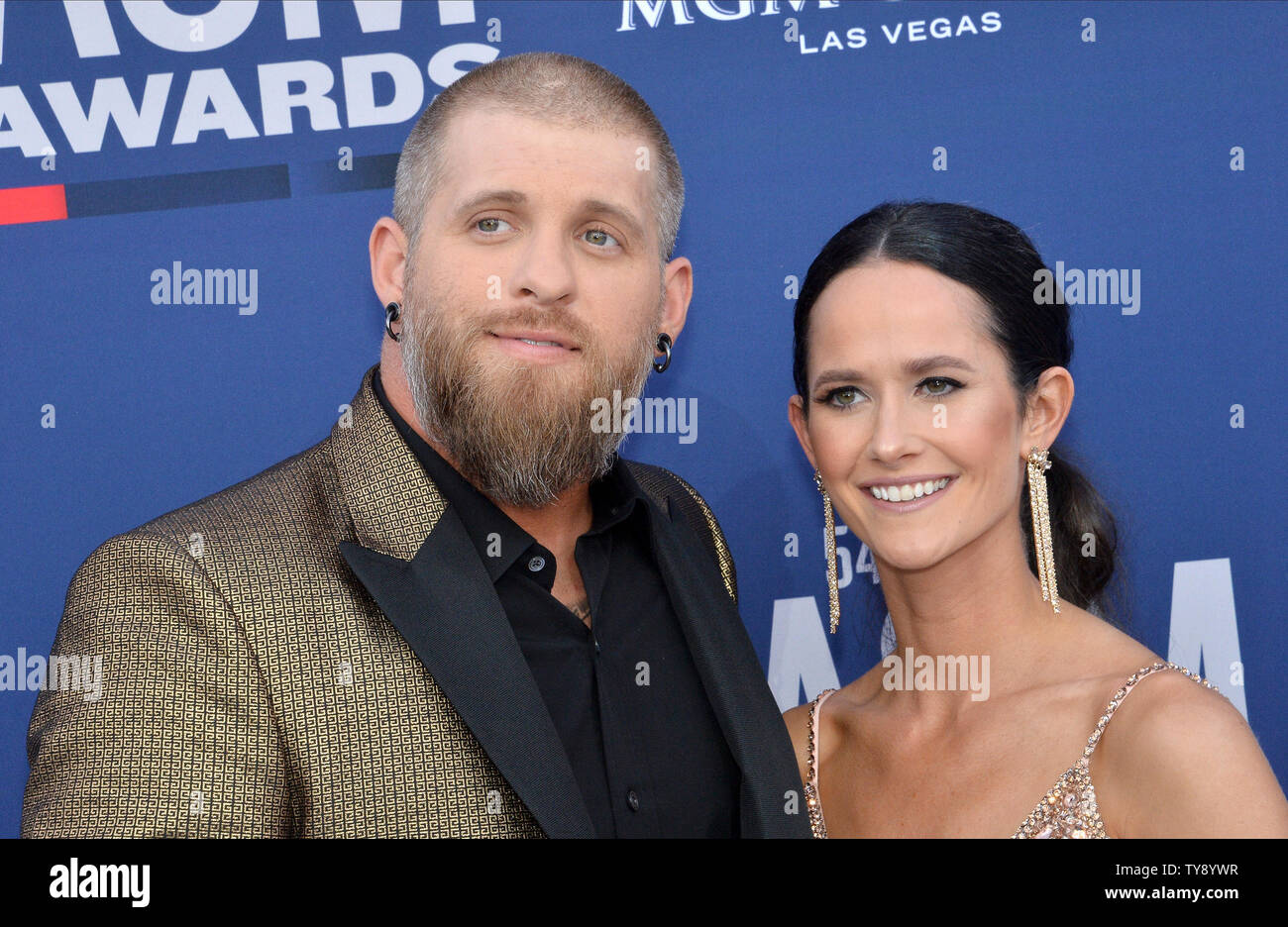 (L-R) Brantley Gilbert and Amber Cochran attend the 54th annual Academy ...