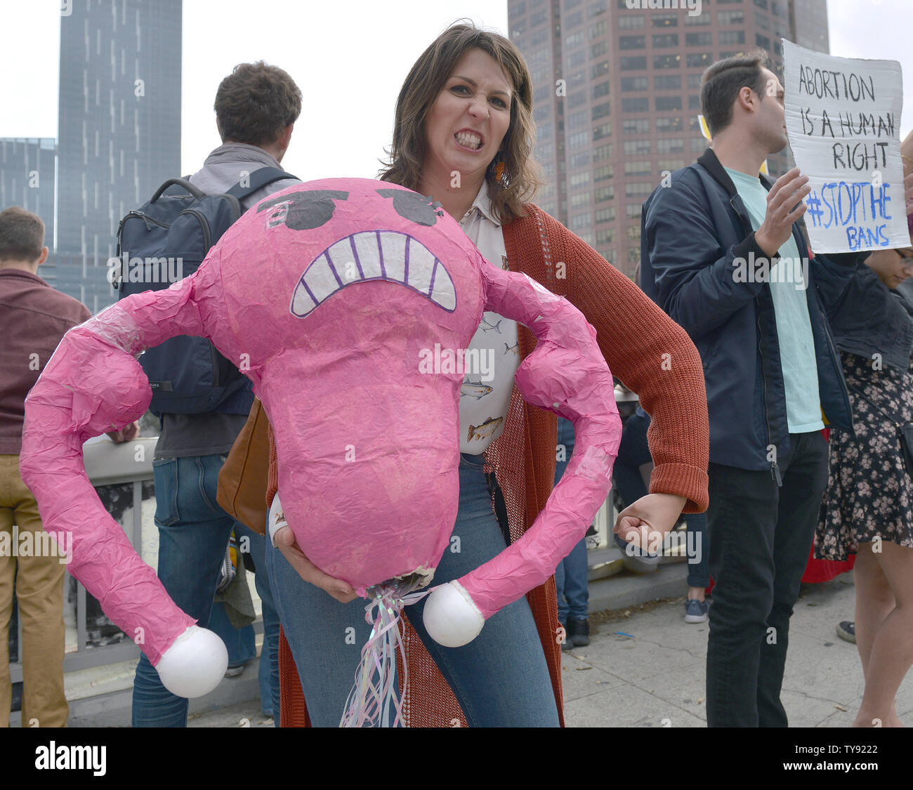Abortion rights advocate Alexis Soto made and brought an angry uterus ...