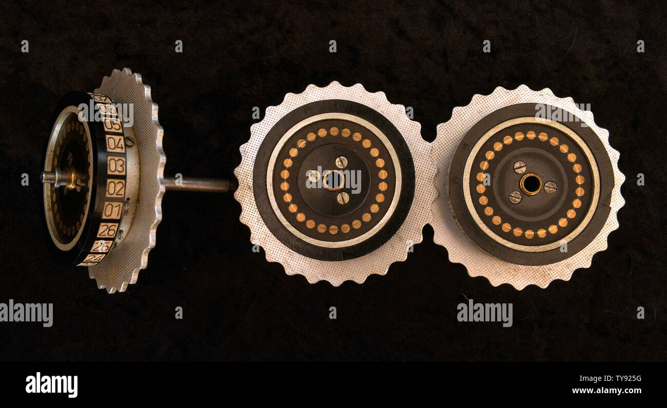 A rare three-cipher rotor design Enigma machine (M3) used by the ...