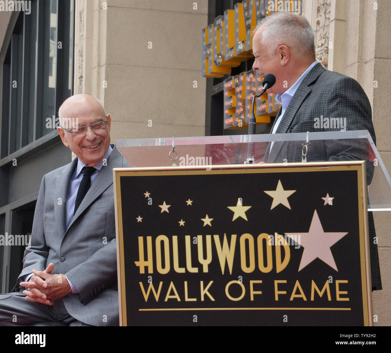 Actor Alan Arkin (R) reacts to comments by his son, actor Matthew Arkin ...