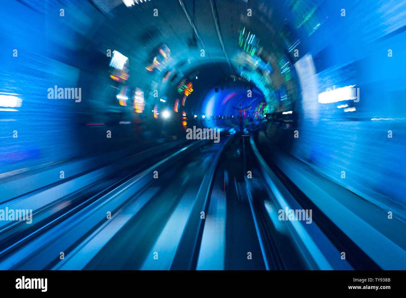 futuristic super speed traffic blur motion in tunnel Stock Photo - Alamy