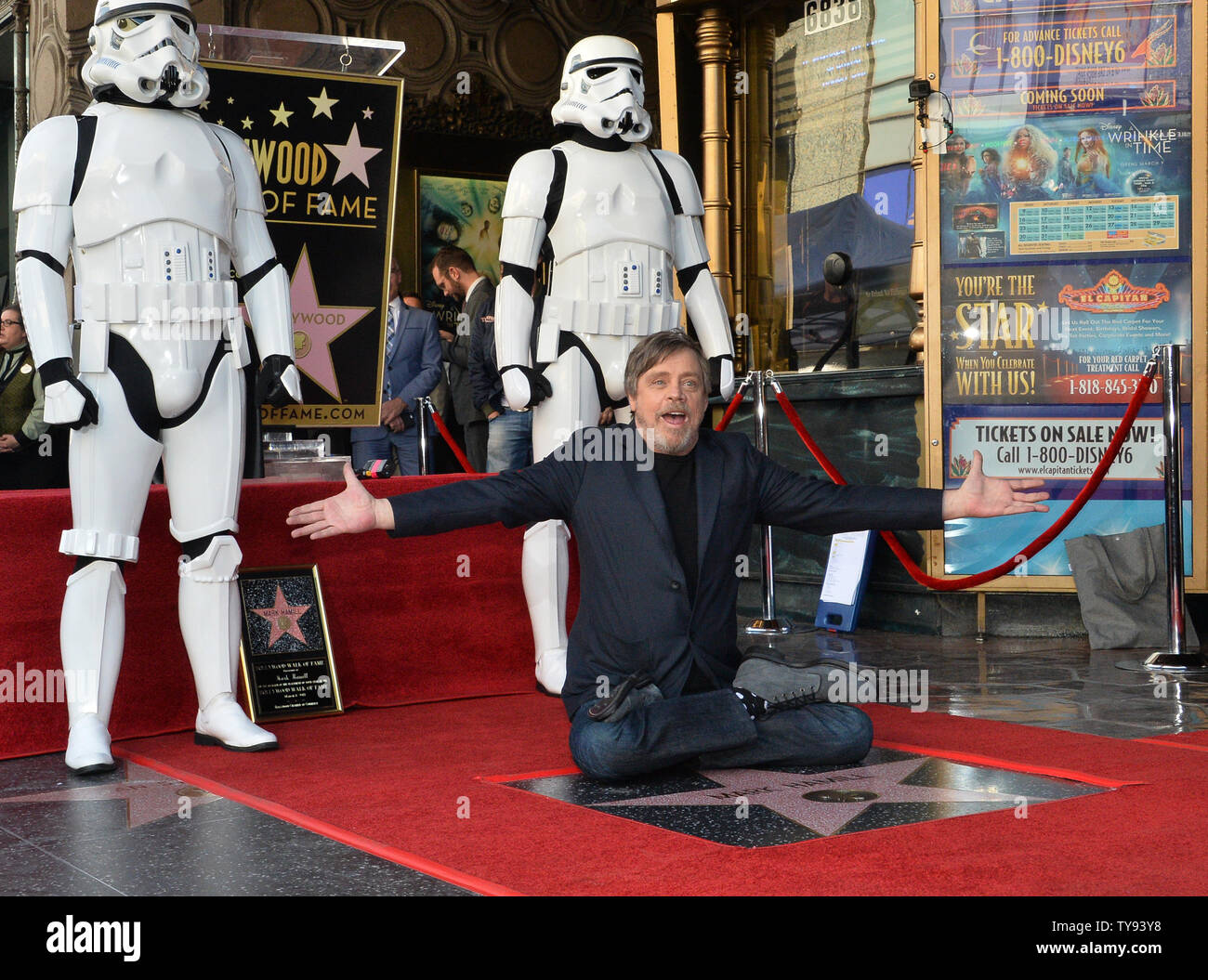 Actor Mark Hamill gestures during an unveiling ceremony honoring him ...
