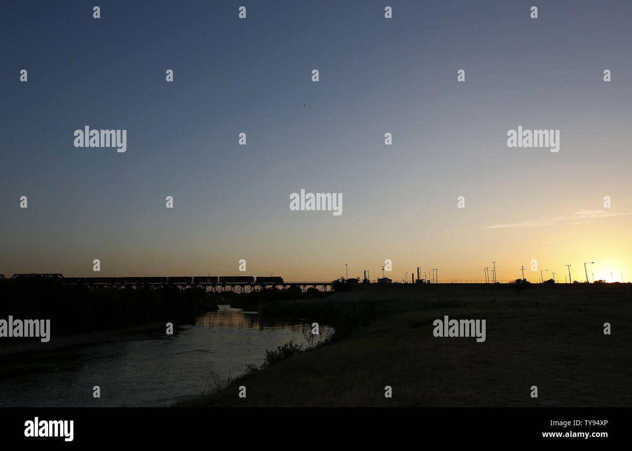 A general view of the Rio Grande River as the sun sets on the U.S ...