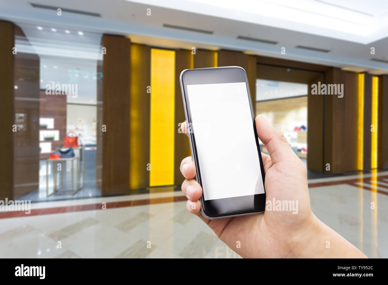 mobile phone with display window of fashion Stock Photo - Alamy