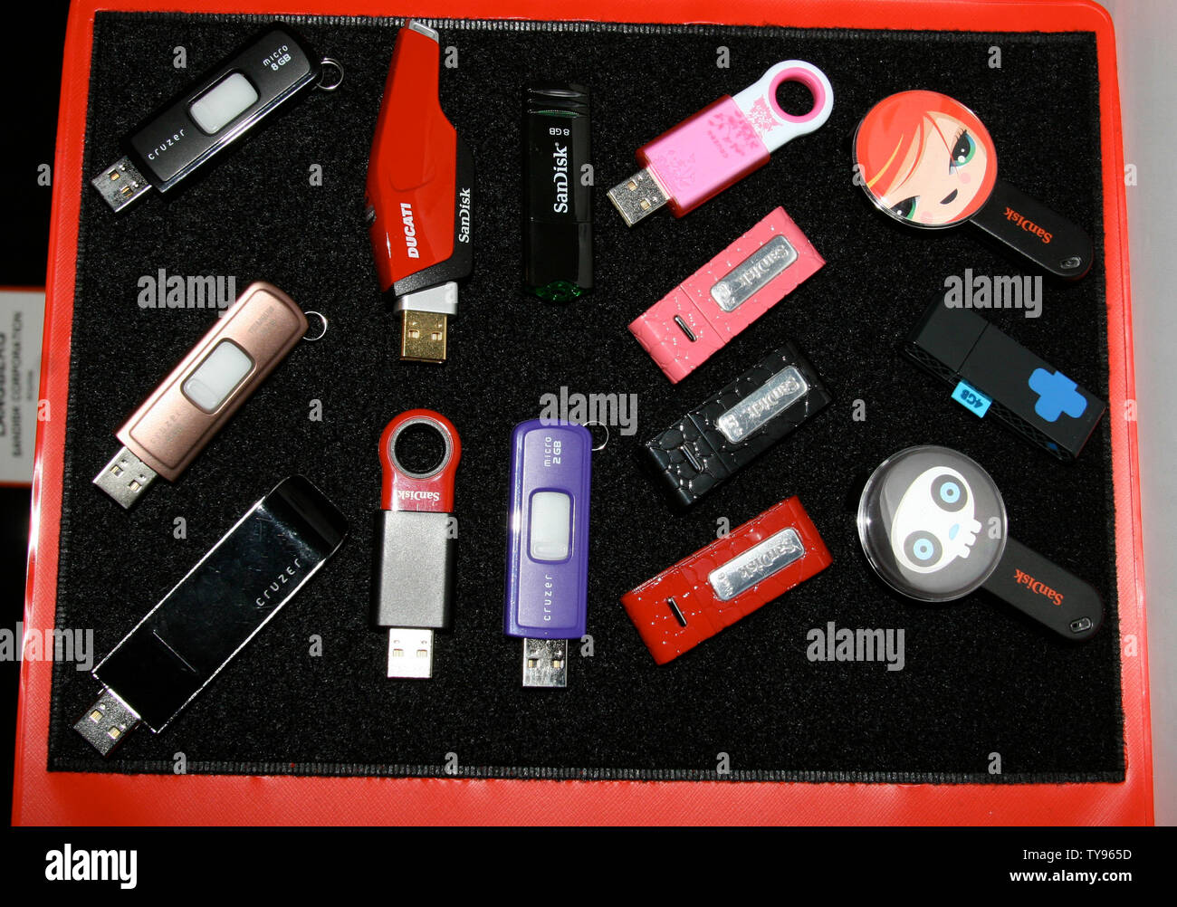 Sandisk displays its new line of USB flash drives at the International ...