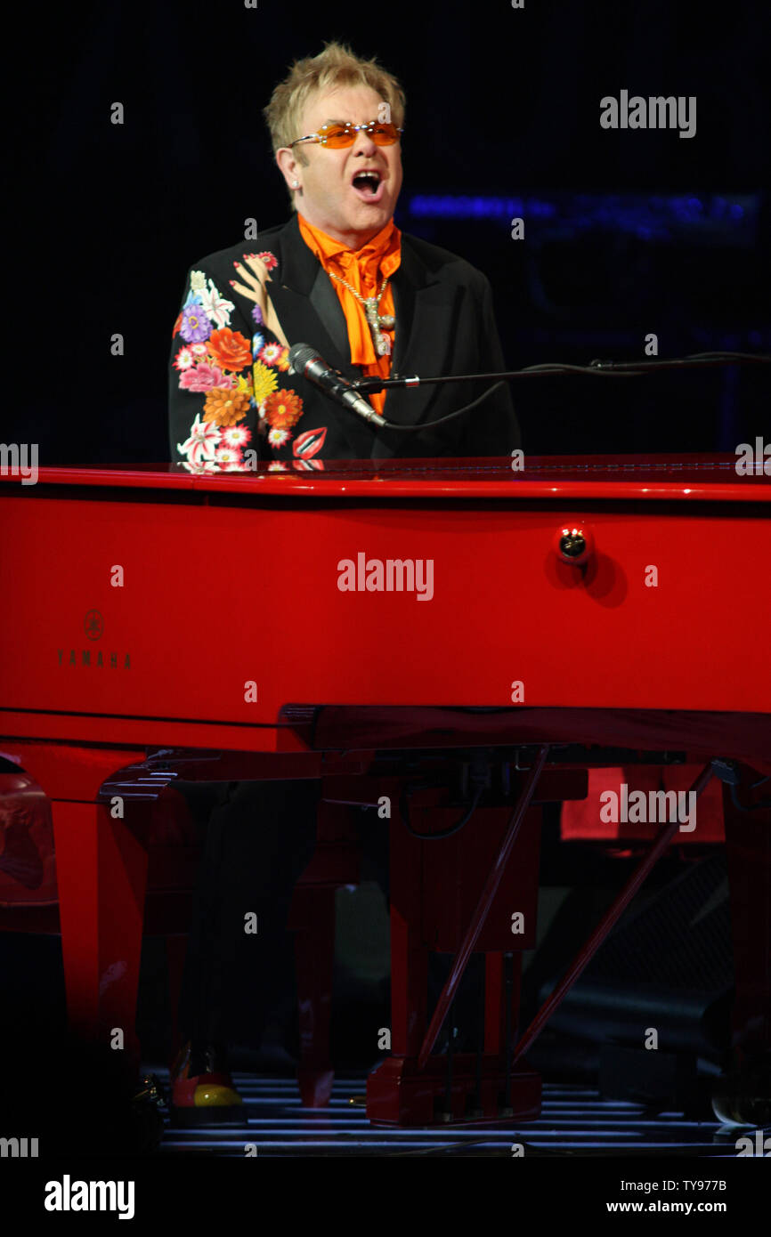 Elton John performs at Caesars Palace in Las Vegas, Nevada on June 21 ...