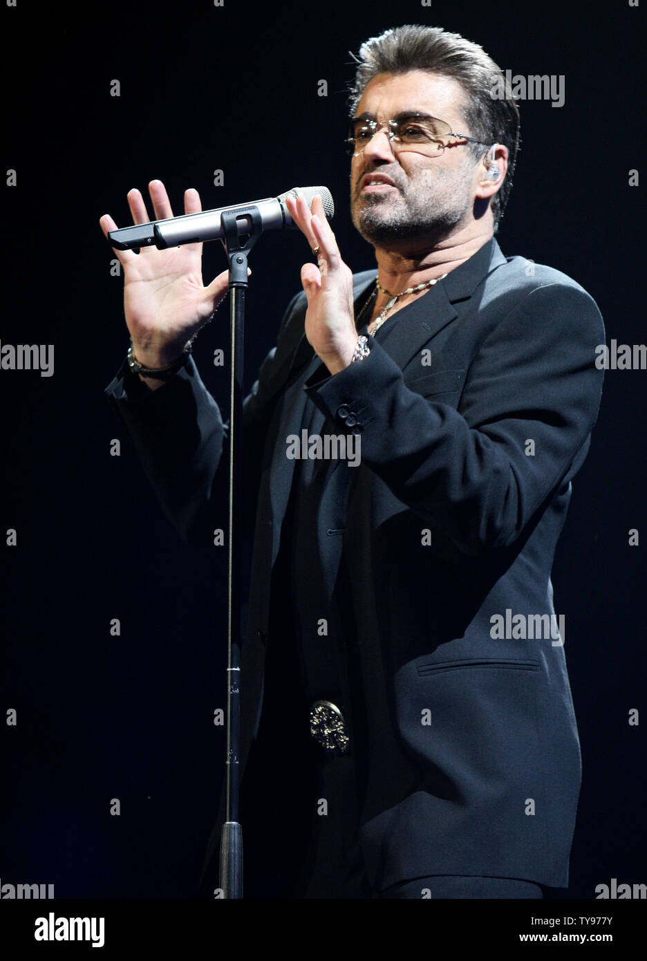 George Michael performs at the MGM Grand arena in Las Vegas, Nevada on ...