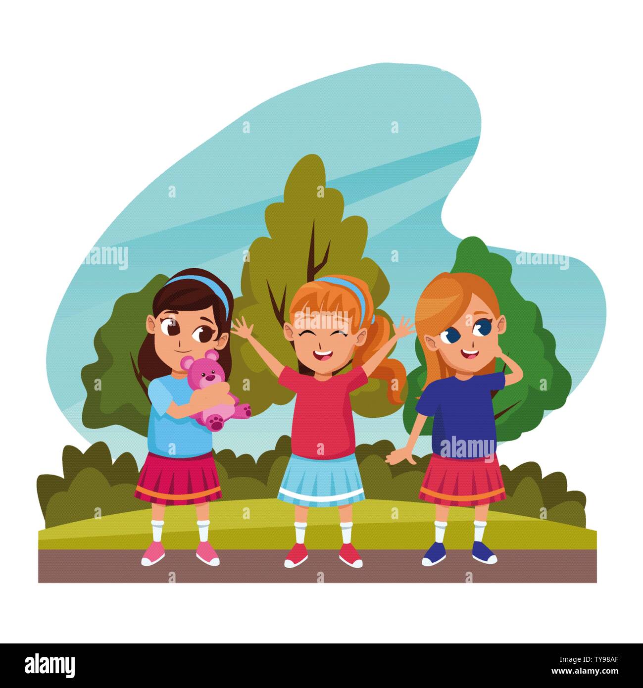 Cute kids playing in the nature cartoons Stock Vector Image & Art - Alamy