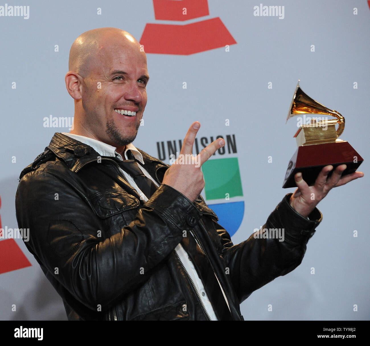 Winner of the Best Singer Songwriter Album Gian Marco appears backstage ...