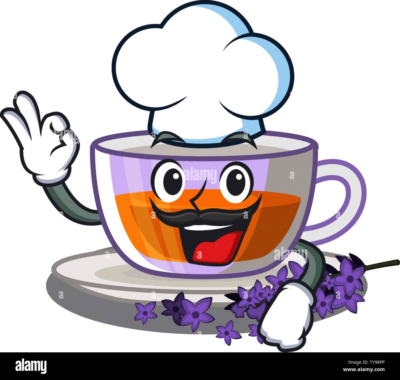 Chef lavender tea isolated with the cartoon Stock Vector Image & Art ...