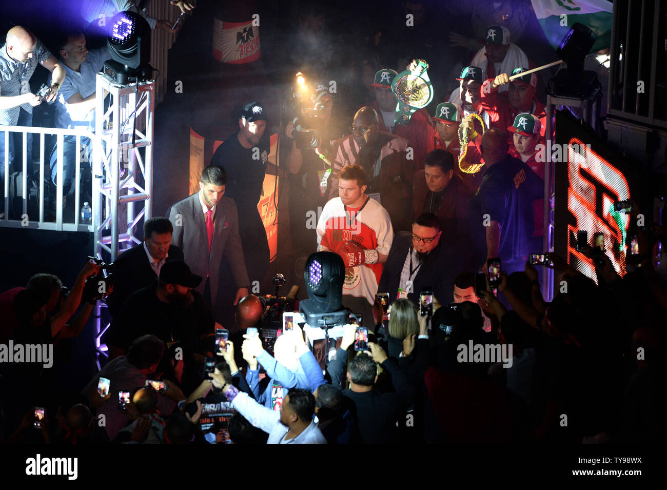 Canelo Alvarez enters T-Mobile Arena prior to fight with Amir Khan in ...