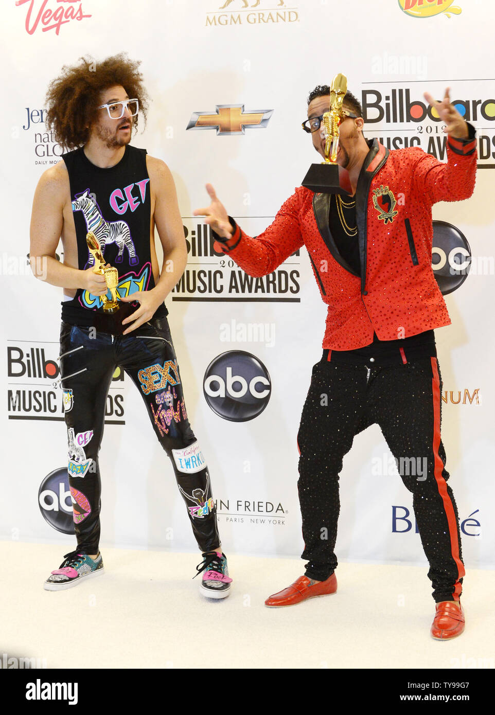 Redfoo and SkyBlu of LMFAO hold their award for Top Duo/Group of Year ...