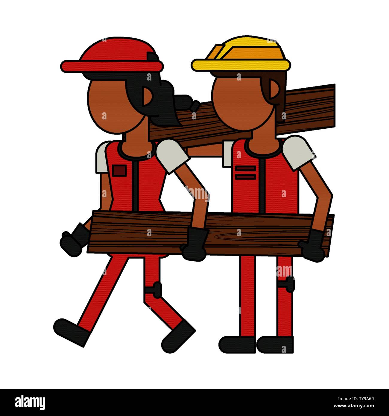 Construction workers with tools cartoons faceless Stock Vector Image ...