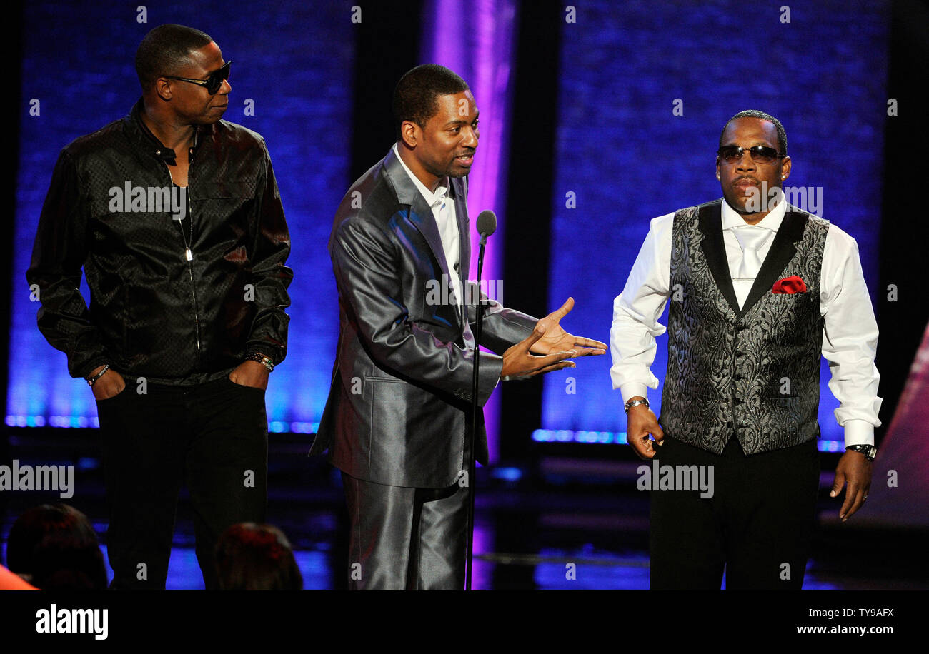 (L-R) Rapper Doug E. Fresh, actor/comedian Tony Rock and singer Michael ...