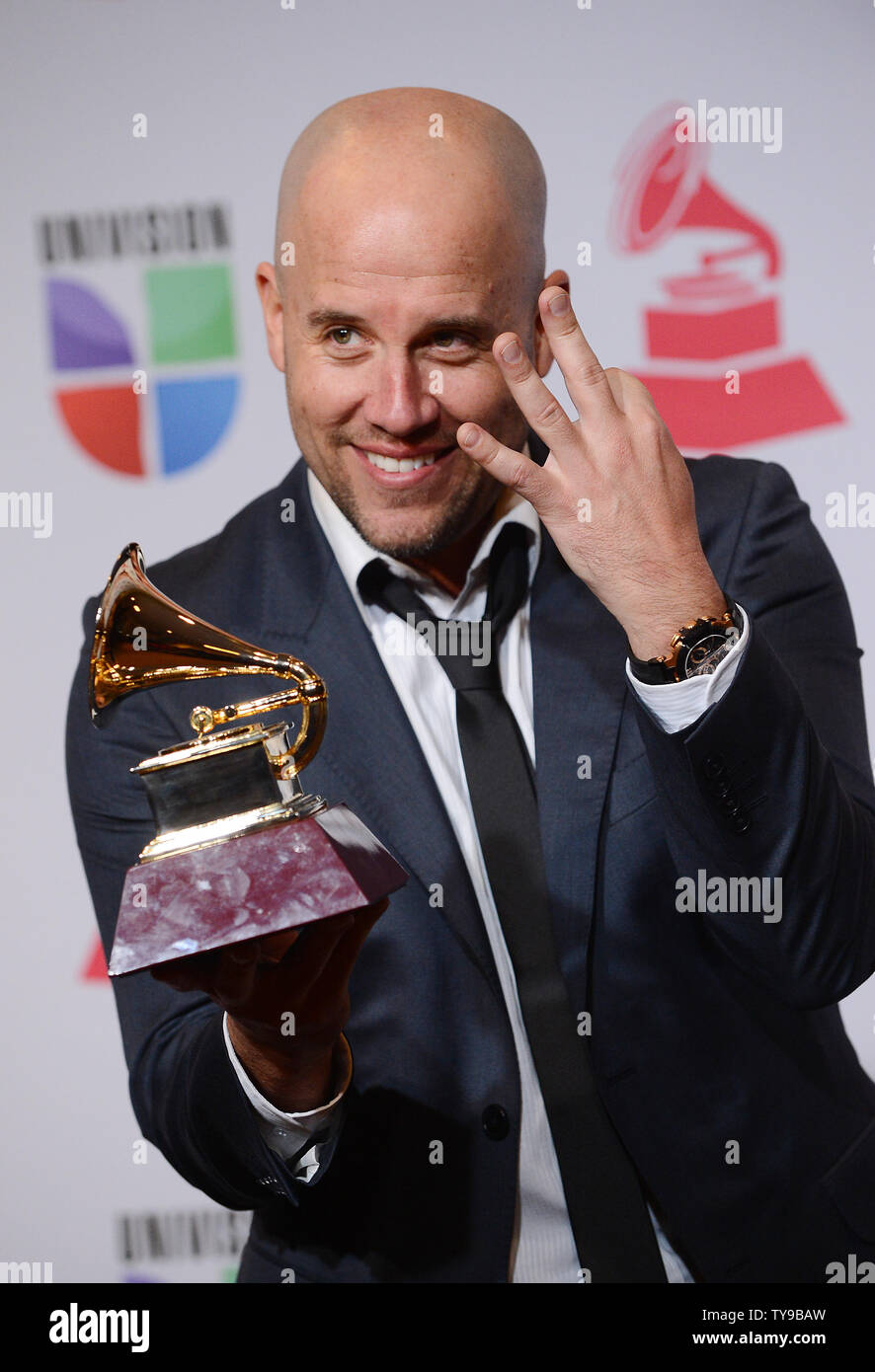 Singer/songwriter Gian Marco appears backstage after winning the award ...