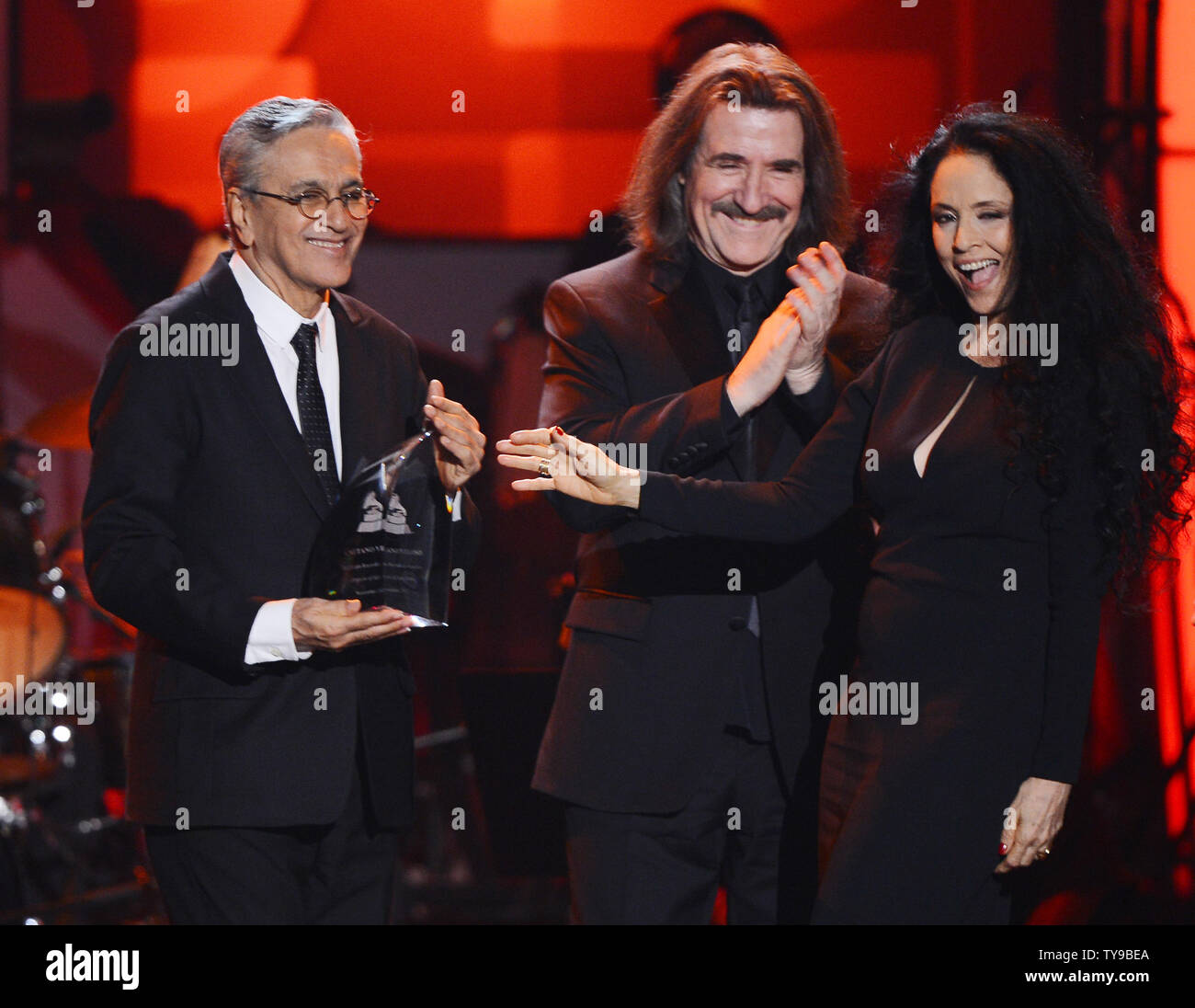 Caetano Veloso (L), who was honored as the Person of the Year during a ...