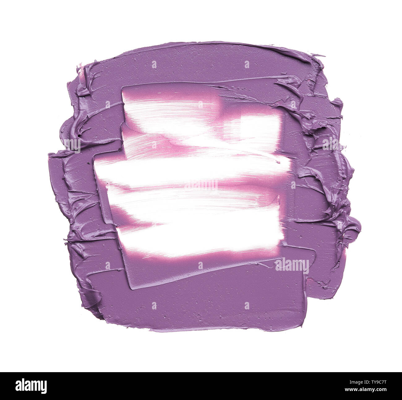 Pale purple smears and texture mascara or acrylic on a white background ...