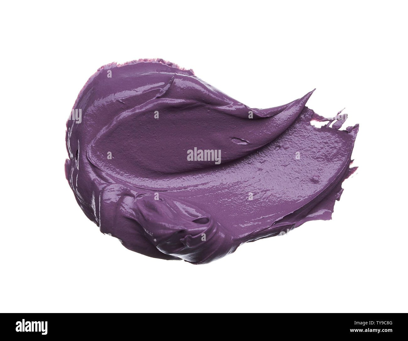 Pale purple smears and texture mascara or acrylic on a white background ...