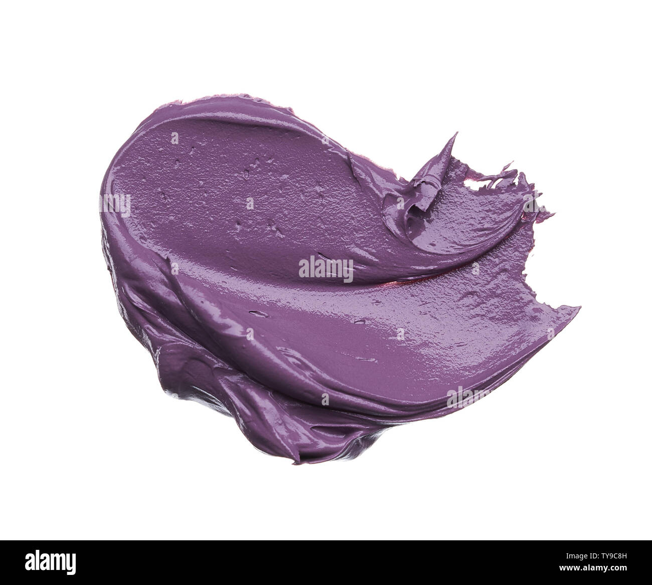 Pale purple smears and texture mascara or acrylic on a white background ...