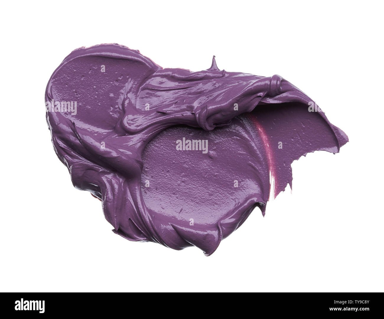 Pale purple smears and texture mascara or acrylic on a white background ...